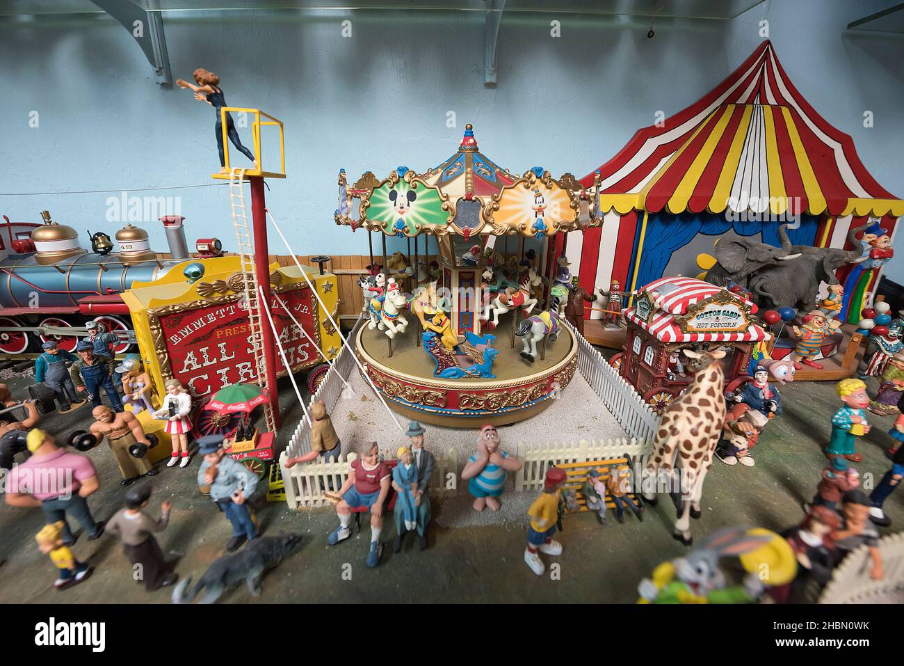 Miniature circus collection fills a garage Stock Photo - Alamy