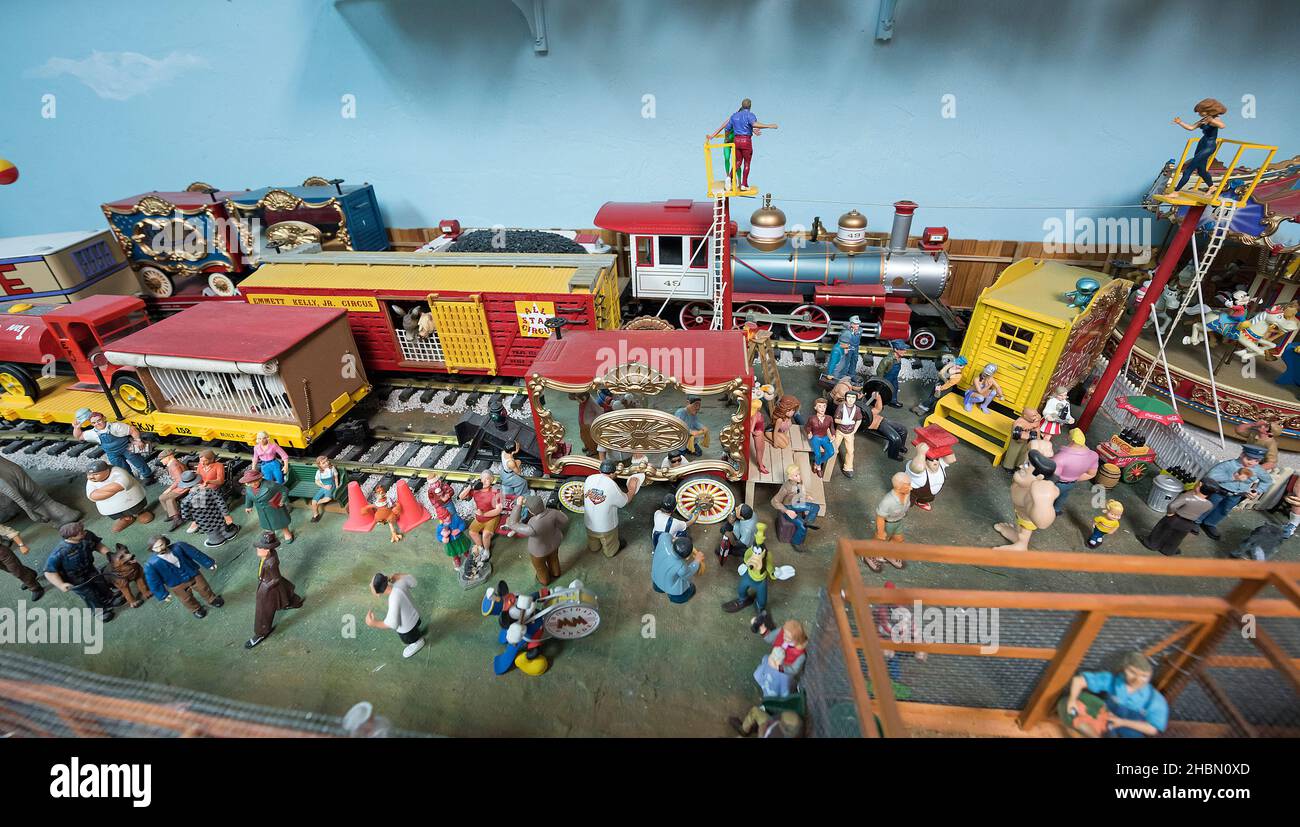 Miniature circus collection fills a garage Stock Photo - Alamy