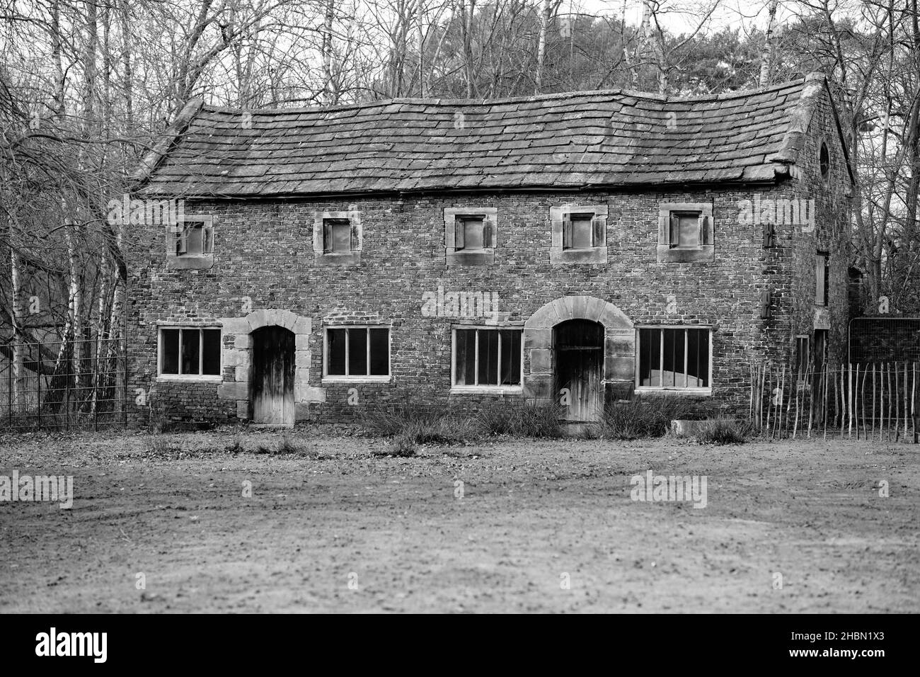 old farm out building stone and brick built English countryside Stock ...