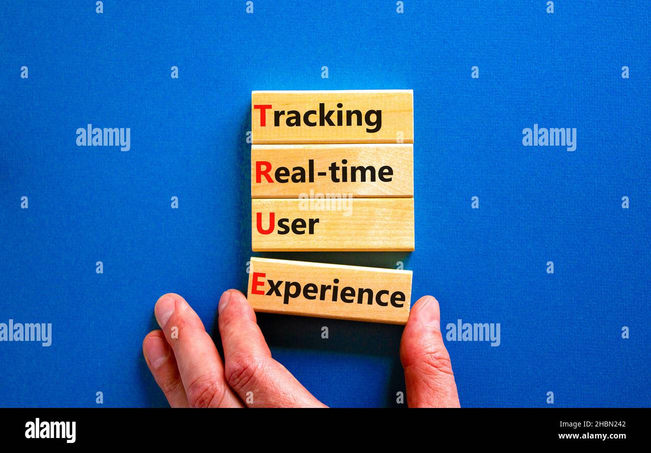 TRUE tracking real-time user experience symbol. Concept words TRUE ...