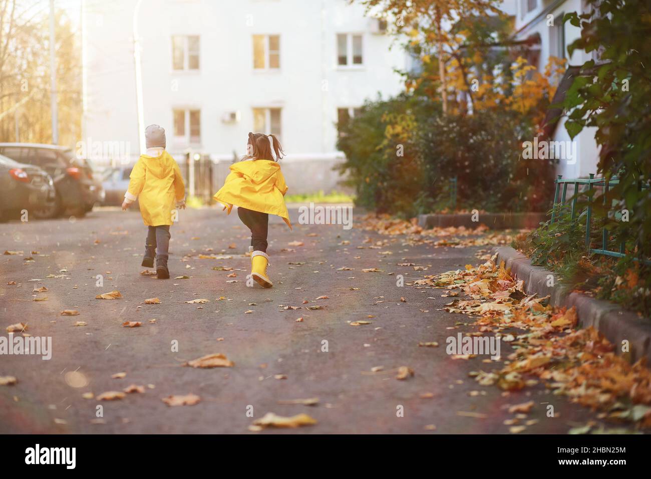 Children walk in the autumn park in the fall Stock Photo - Alamy