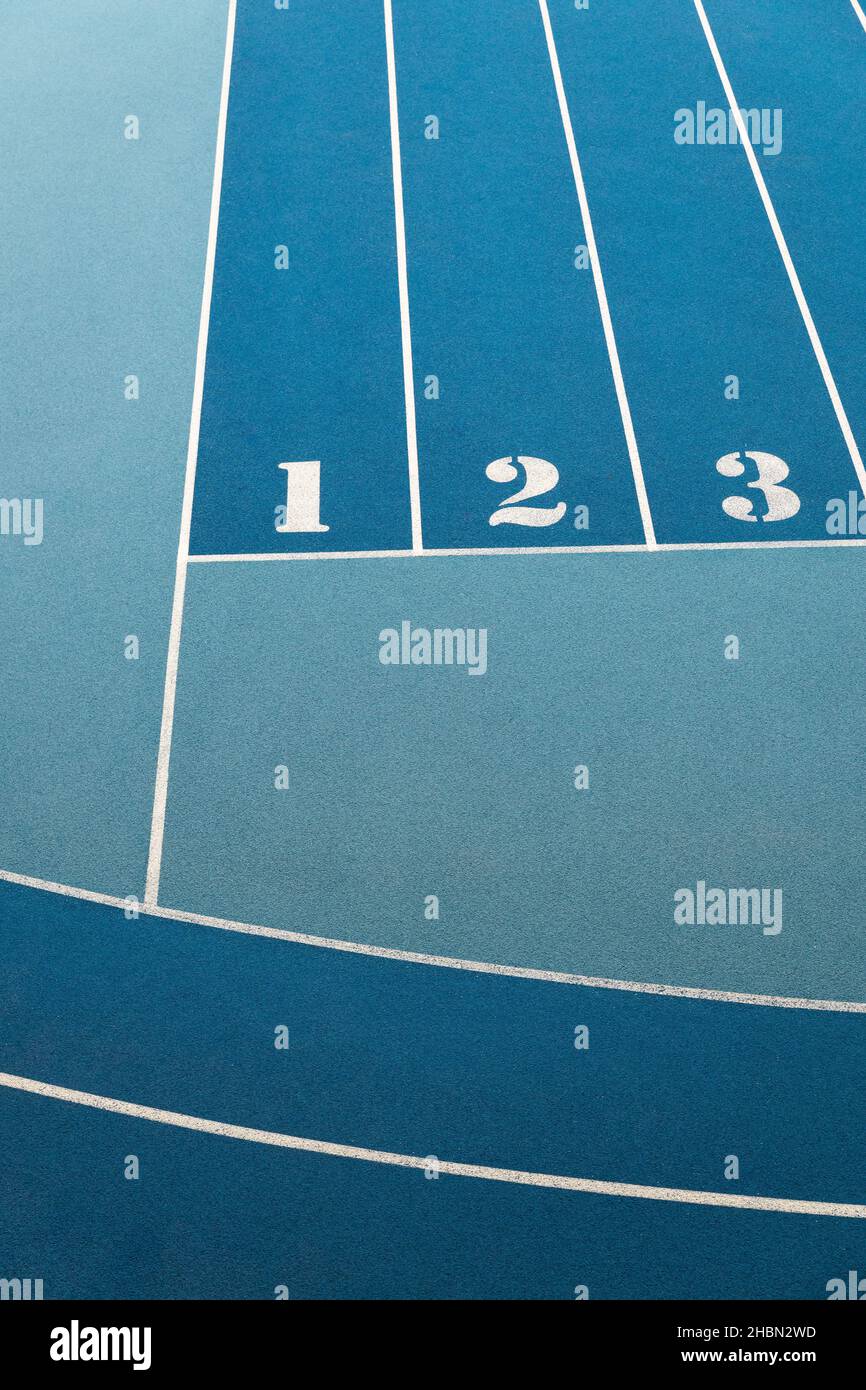 A running track with markings in an outdoor stadium Stock Photo - Alamy