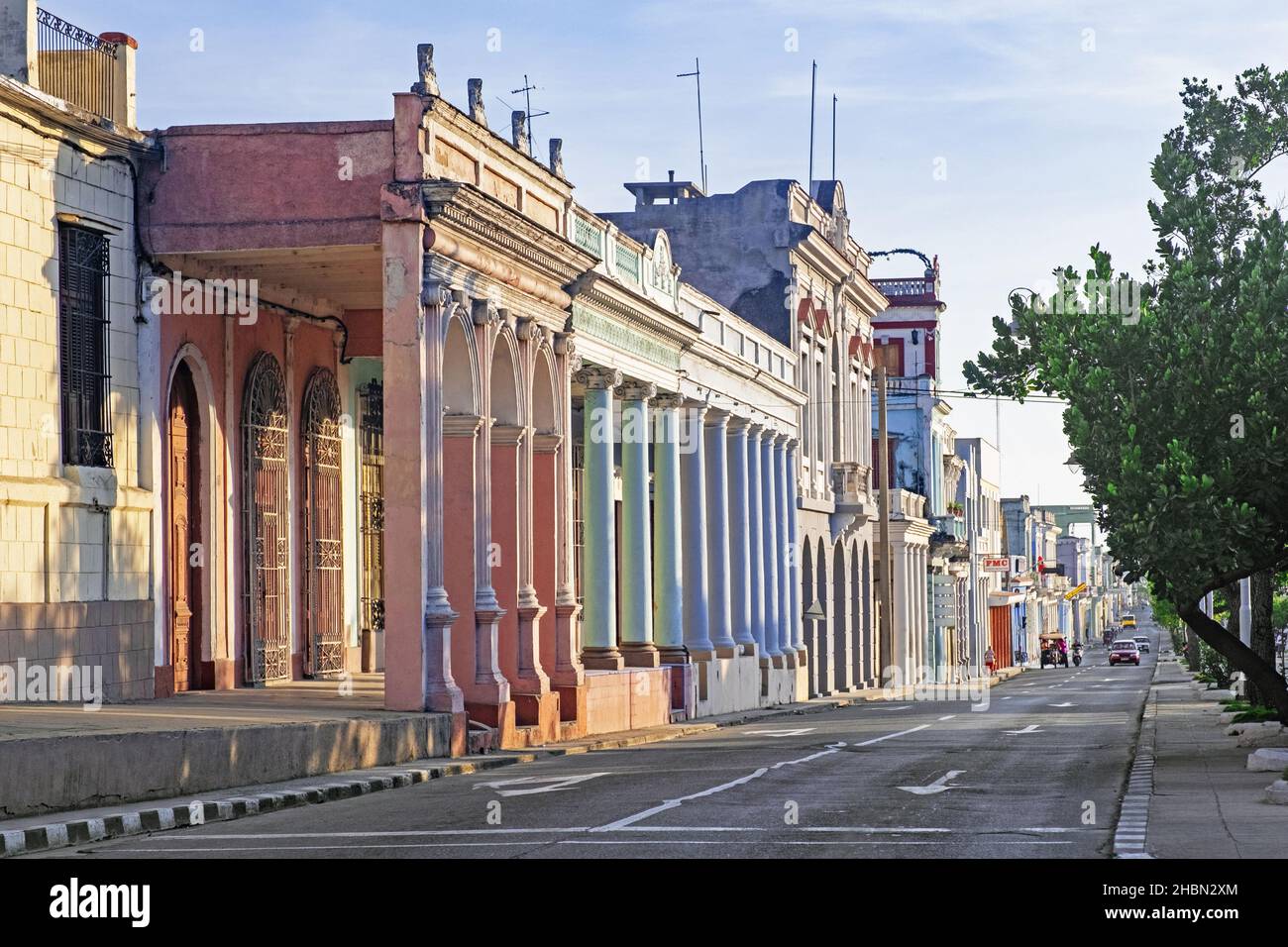 Paseo del Prado, boulevard with fine neoclassical buildings and pastel ...