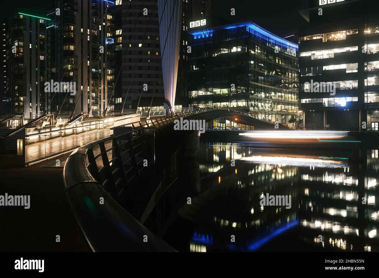 Modern city at night Stock Photo - Alamy