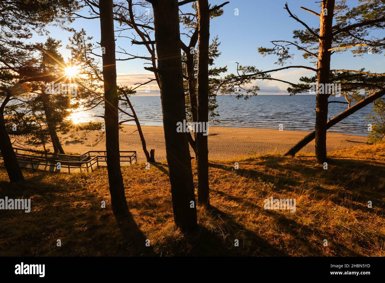 Sandy beach at the Rigas bay in the town Saulkrasti, Latvia Stock Photo ...