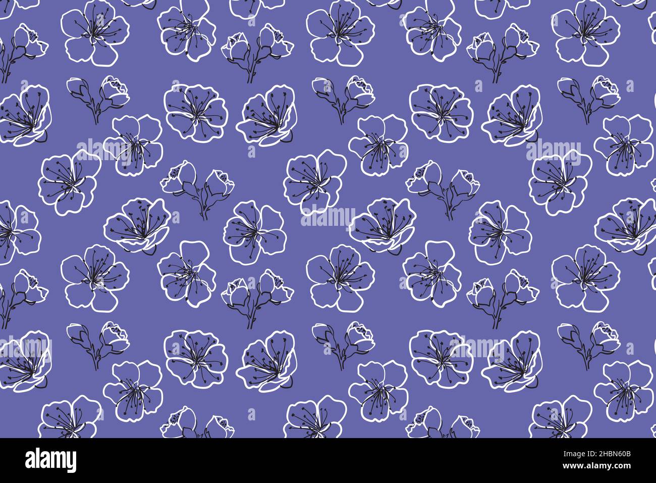 Blooming sakura seamless pattern Color of the year Stock Vector Image ...