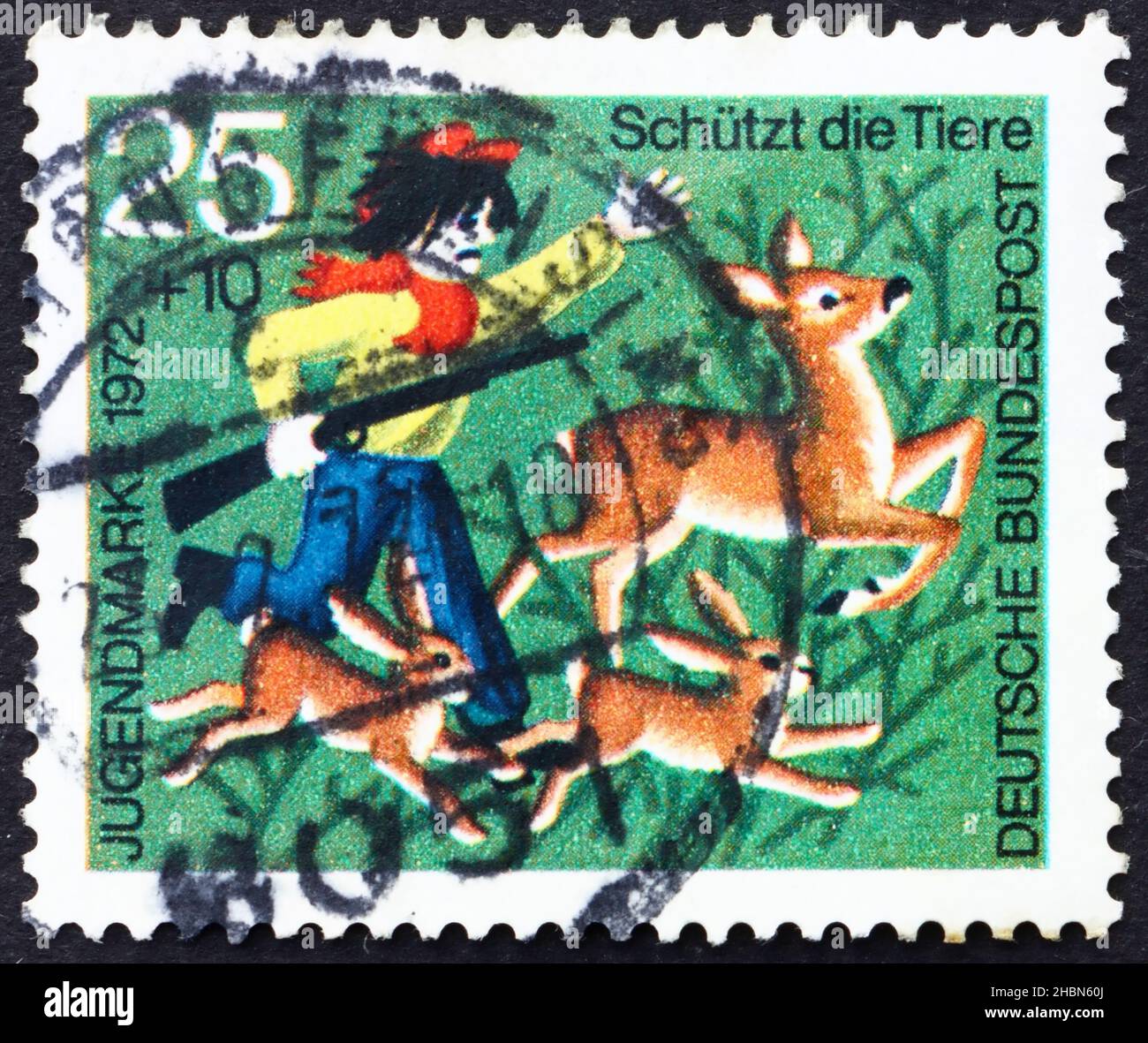 GERMANY - CIRCA 1972: a stamp printed in the Germany shows Hunter ...