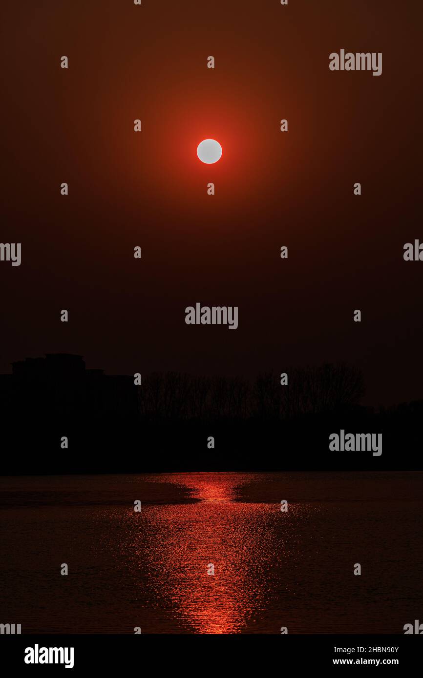 child sunset view and building golden view Stock Photo - Alamy