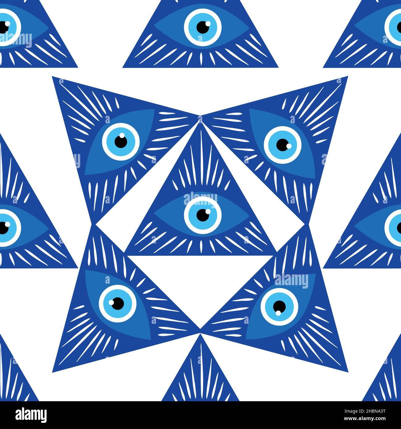 Mandala greek evil eye doodle seamless pattern. Magic, witchcraft ...