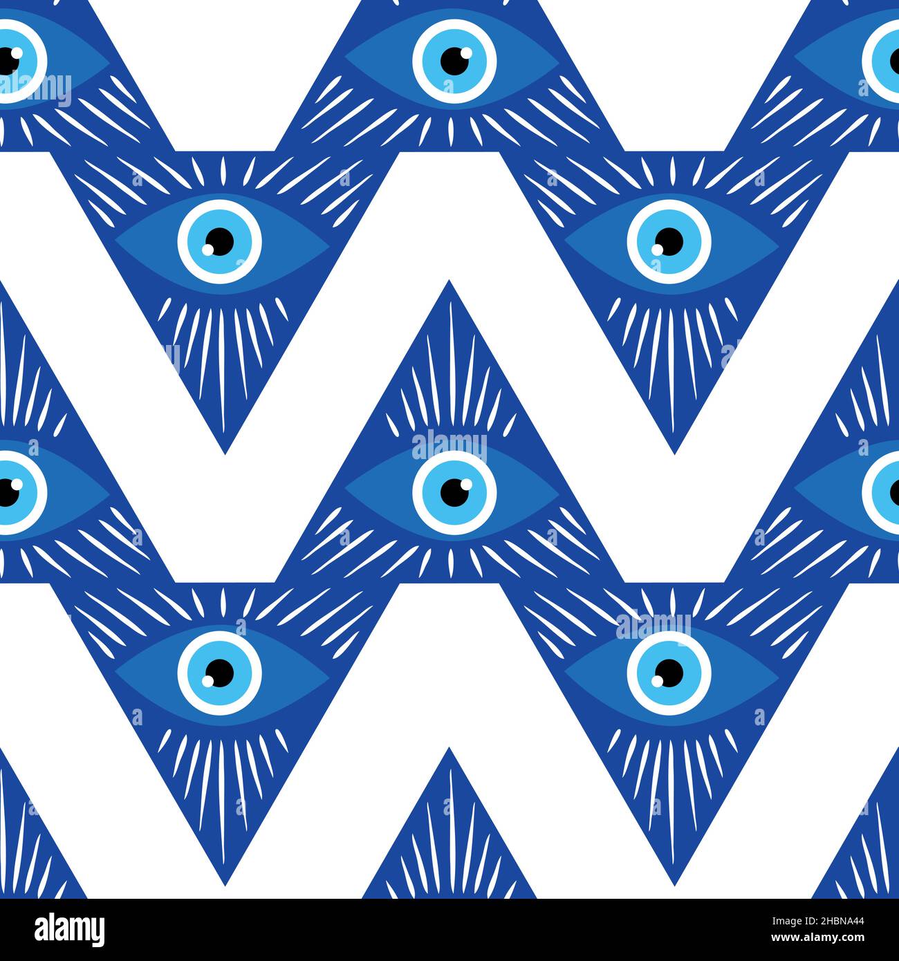Mandala greek evil eye doodle seamless pattern. Magic, witchcraft ...