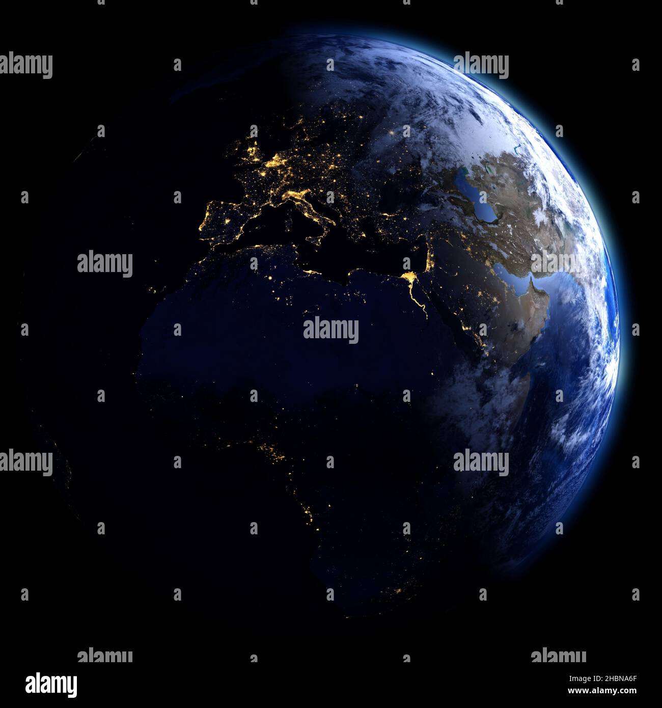 Day and night on Earth from space showing Europe. Elements of this ...