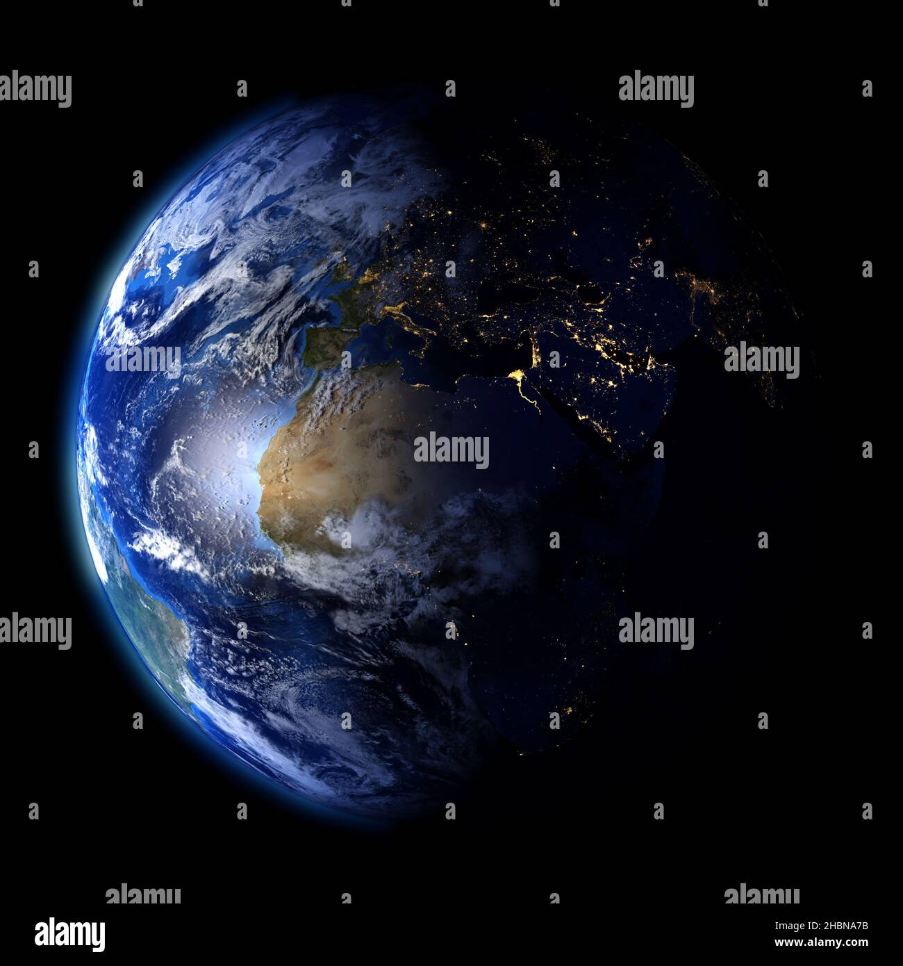 Day and night on Earth from space showing Europe. Elements of this ...