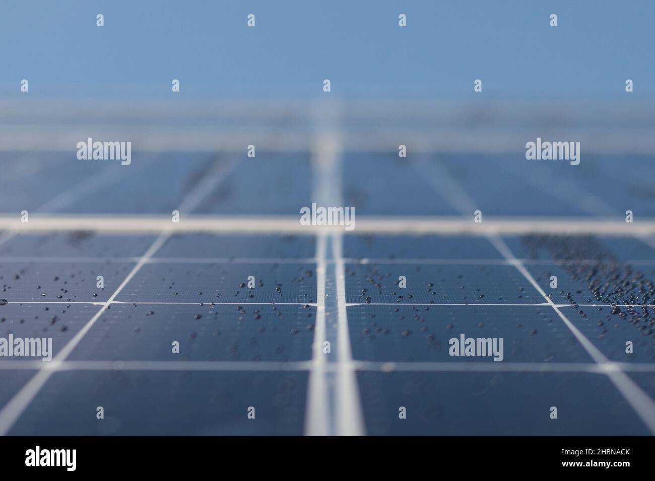 Solar panel sprinkled with water after rain, close-up Stock Photo - Alamy