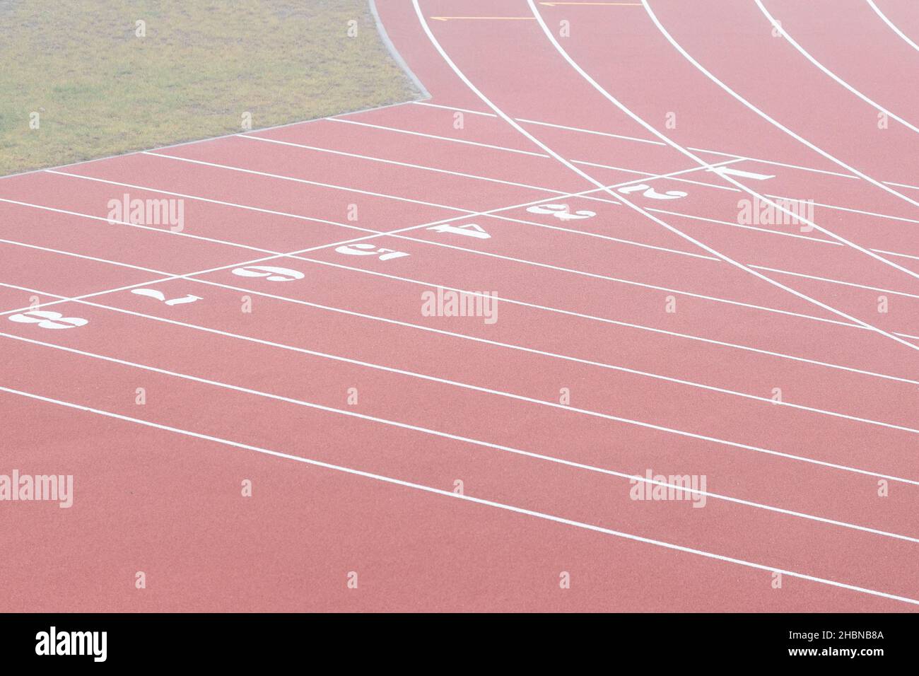 A running track with markings in an outdoor stadium Stock Photo - Alamy