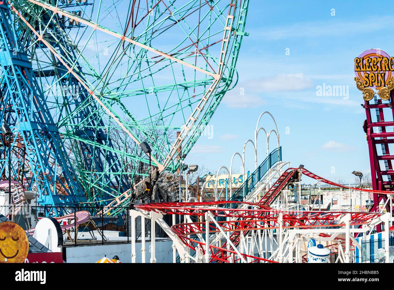 fairground rides at Luna Park funfair leisure park attraction at Coney ...