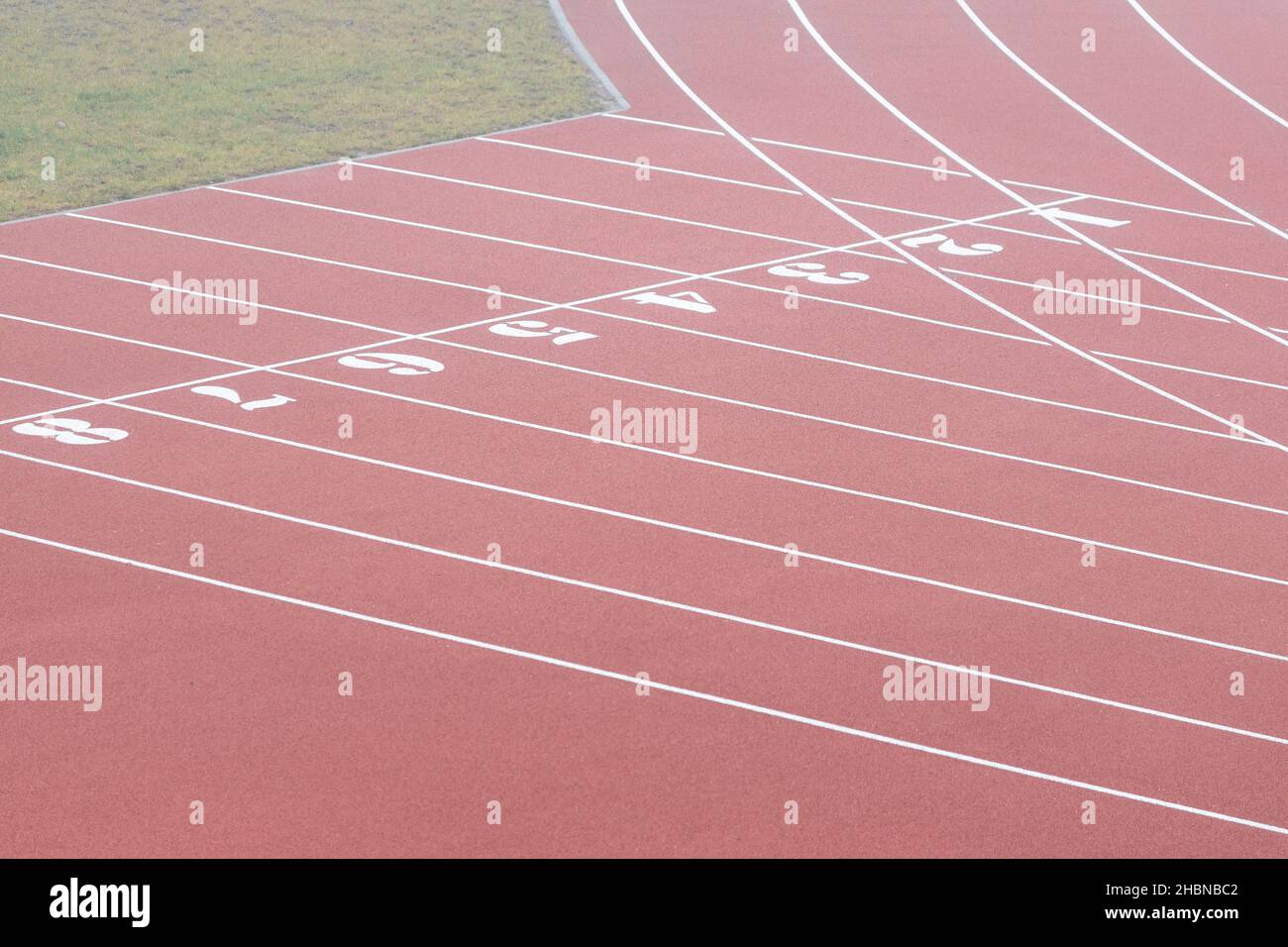 A running track with markings in an outdoor stadium Stock Photo - Alamy