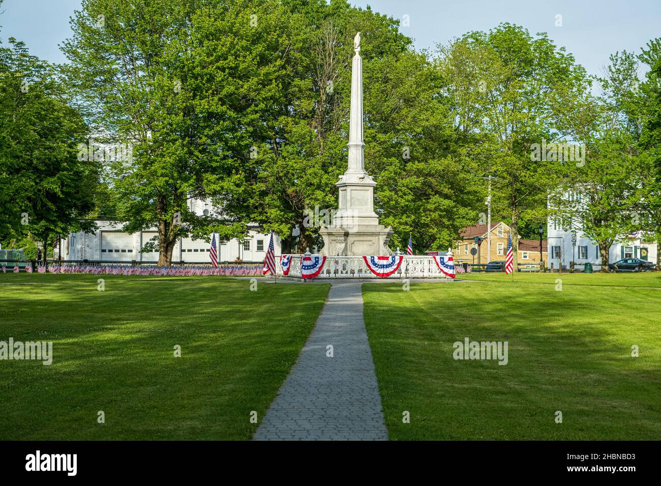 The Barre, Massachusetts Town Common decorated for Memorial Day ...