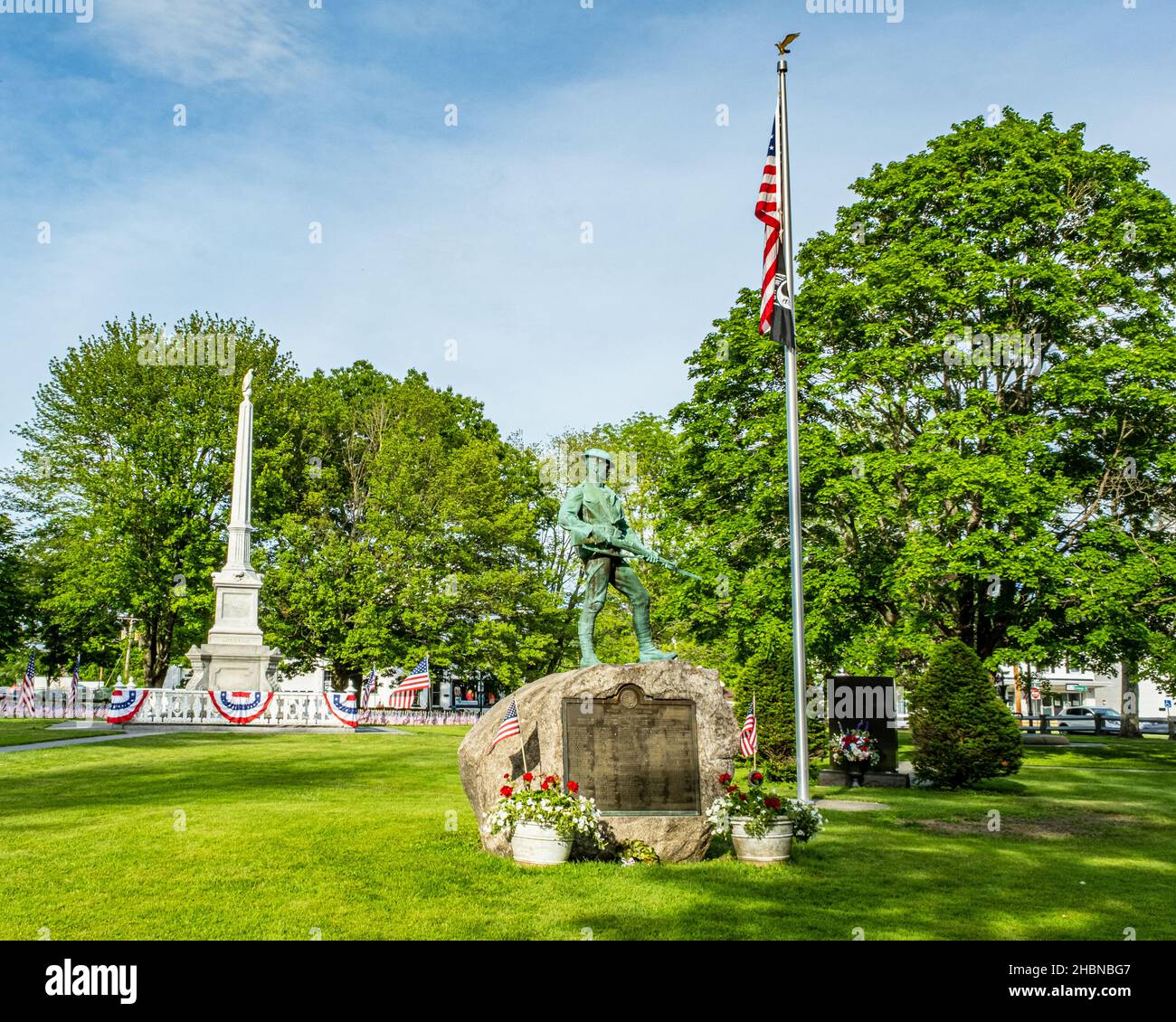 The Barre, Massachusetts Town Common decorated for Memorial Day ...