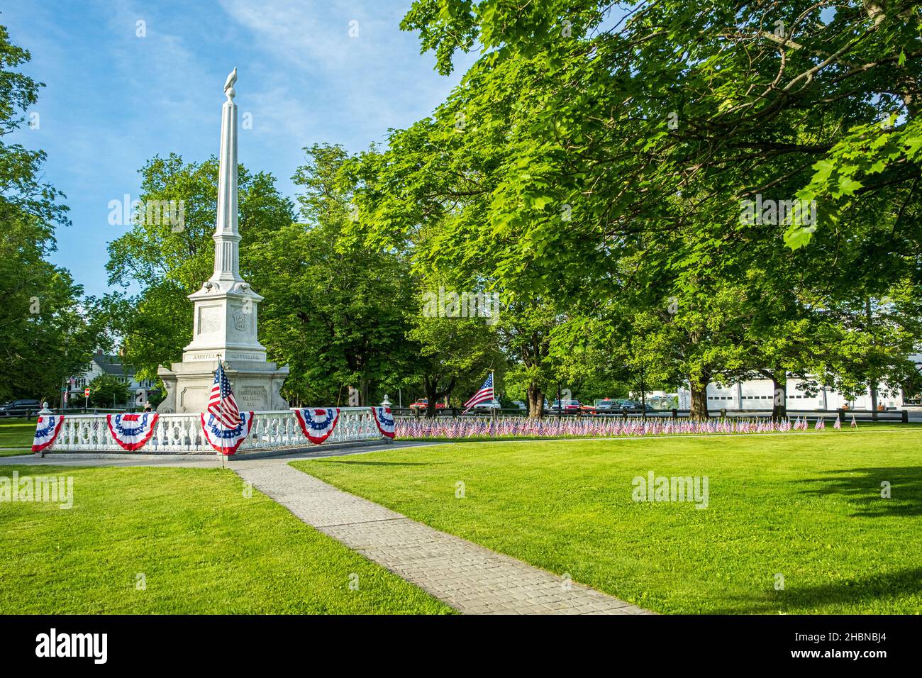 The Barre, Massachusetts Town Common decorated for Memorial Day ...