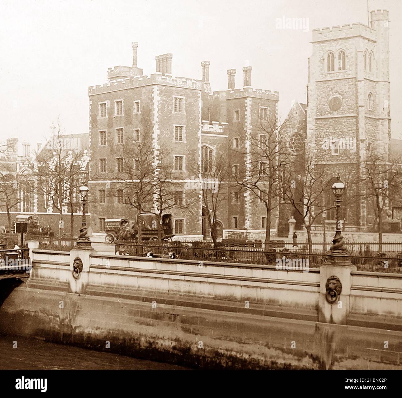 Lambeth Palace from the River Thames, London, Victorian period Stock ...