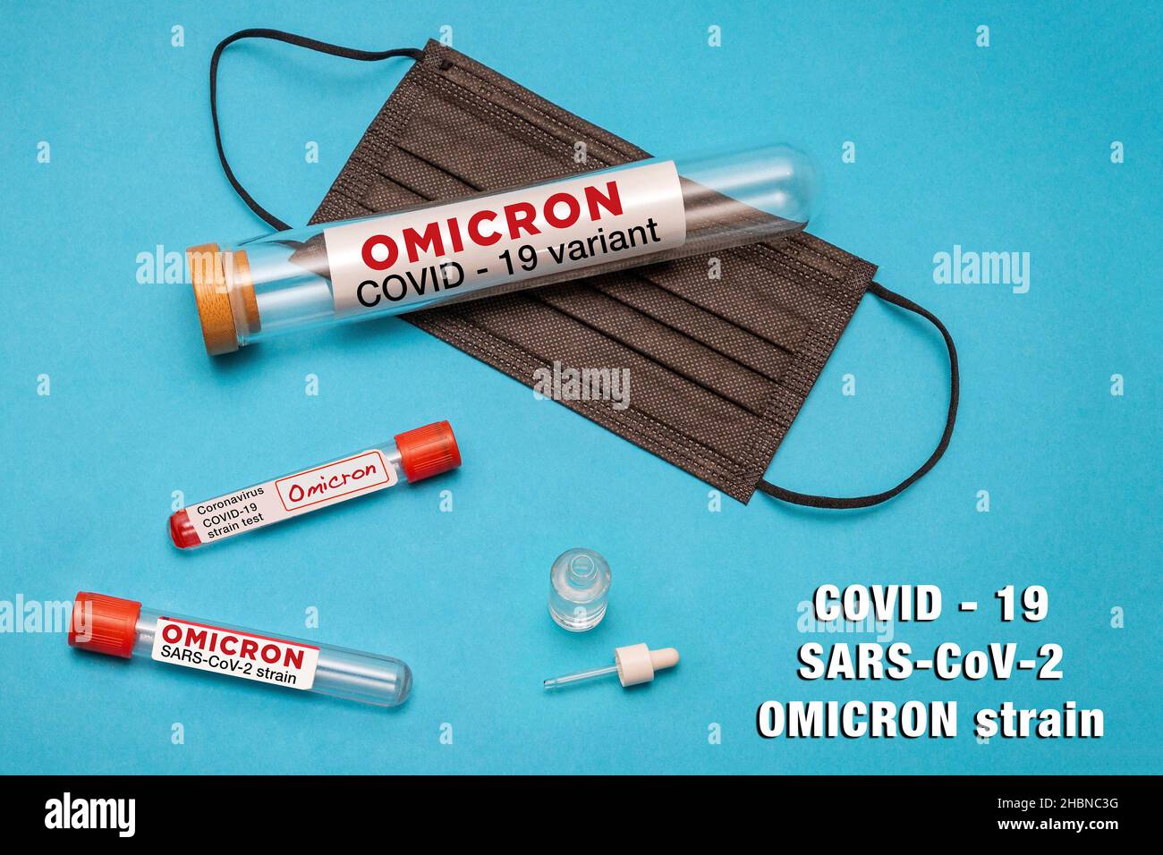 New Omicron variant of Covid-19 coronavirus strain in test tubes with ...