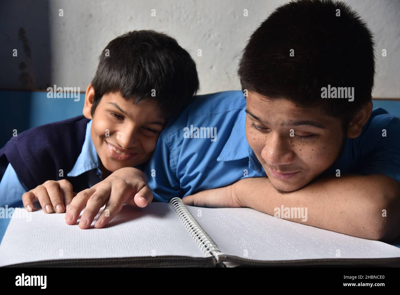 Students learning at the Louis Braille Memorial School located in ...