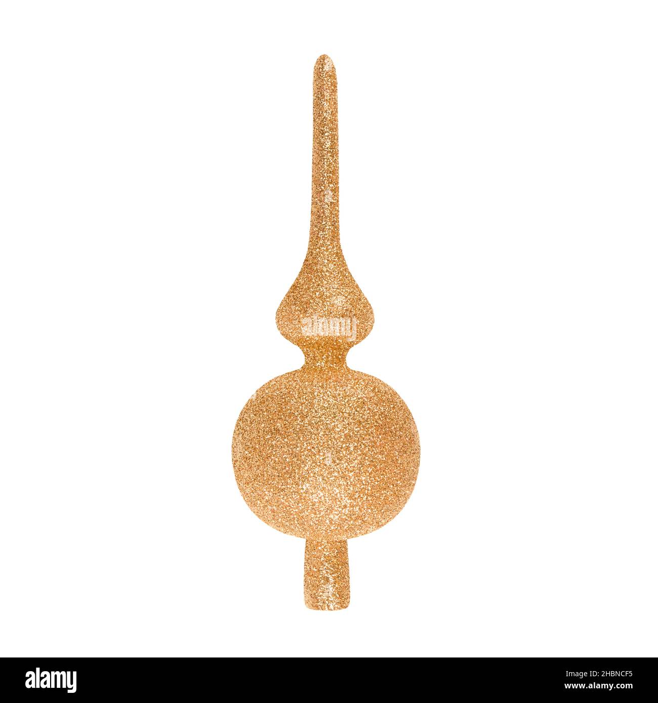 Golden glitter Christmas tree topper isolated on white background Stock ...
