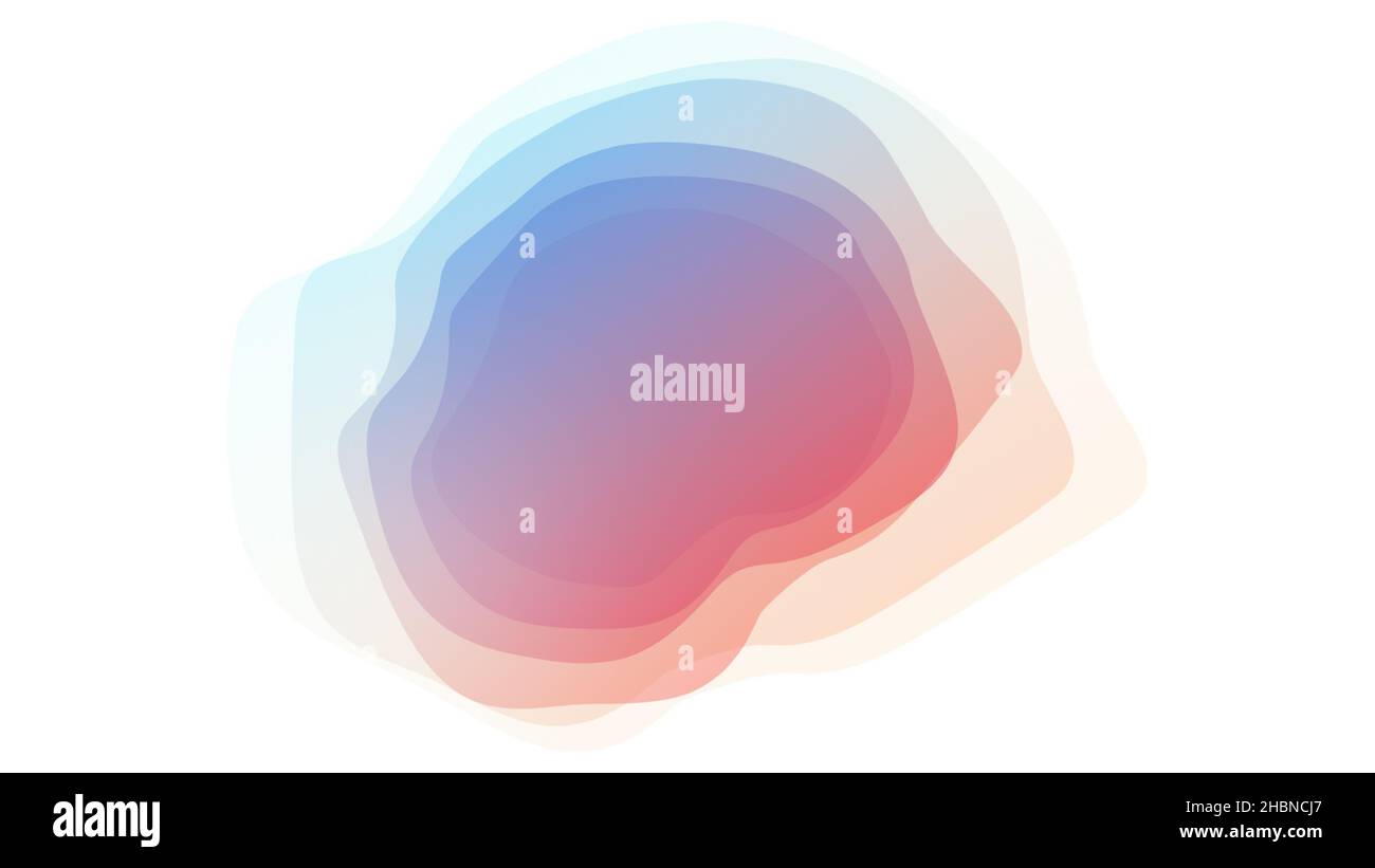 Uneven, solid, layered, transparent, overlapping colorful blob on white ...