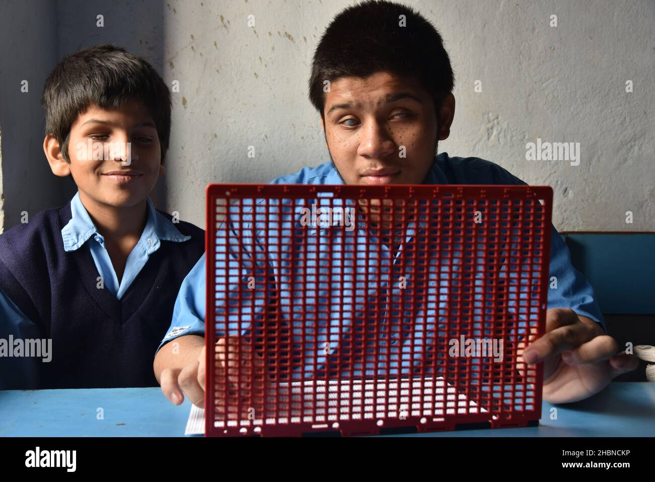 Students learning at the Louis Braille Memorial School located in ...