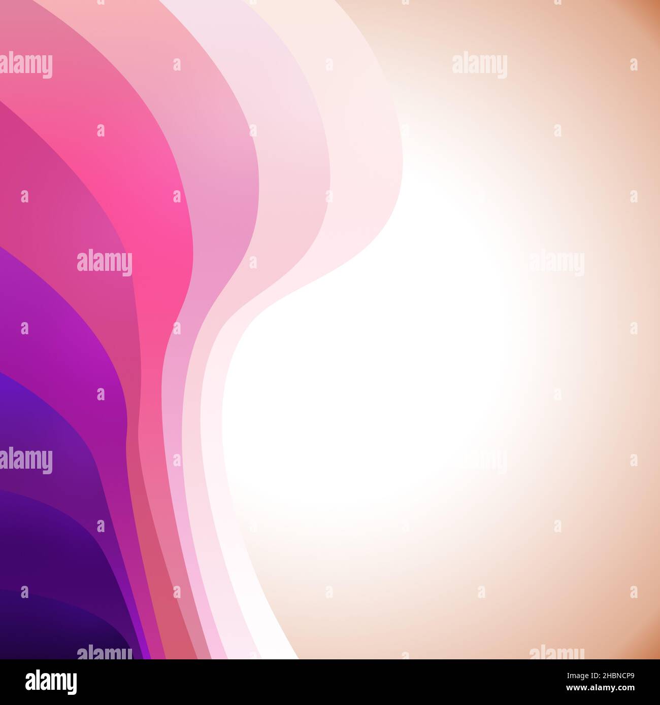 Curvy, wavy and colorful layers on light orange background. Copy space ...