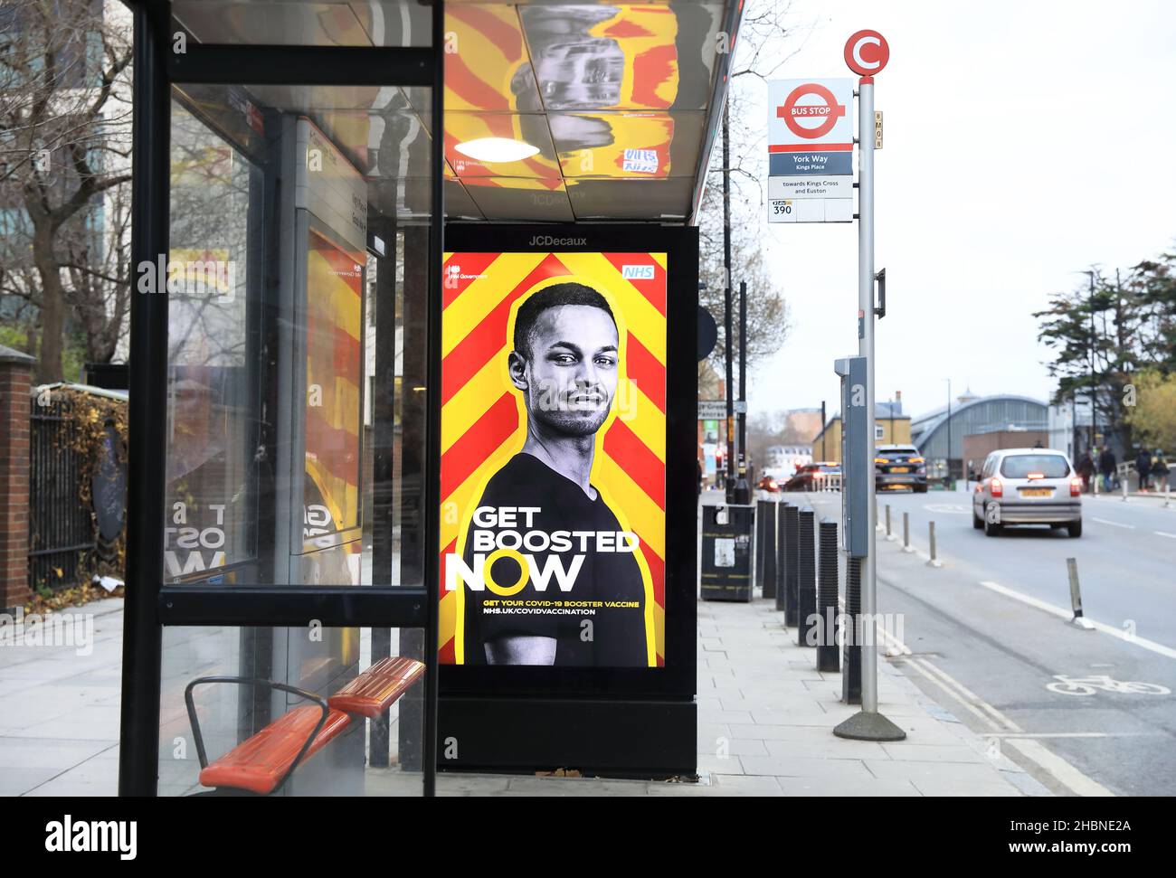 NHS poster on bus stops in London, encouraging people to Get Boosted ...