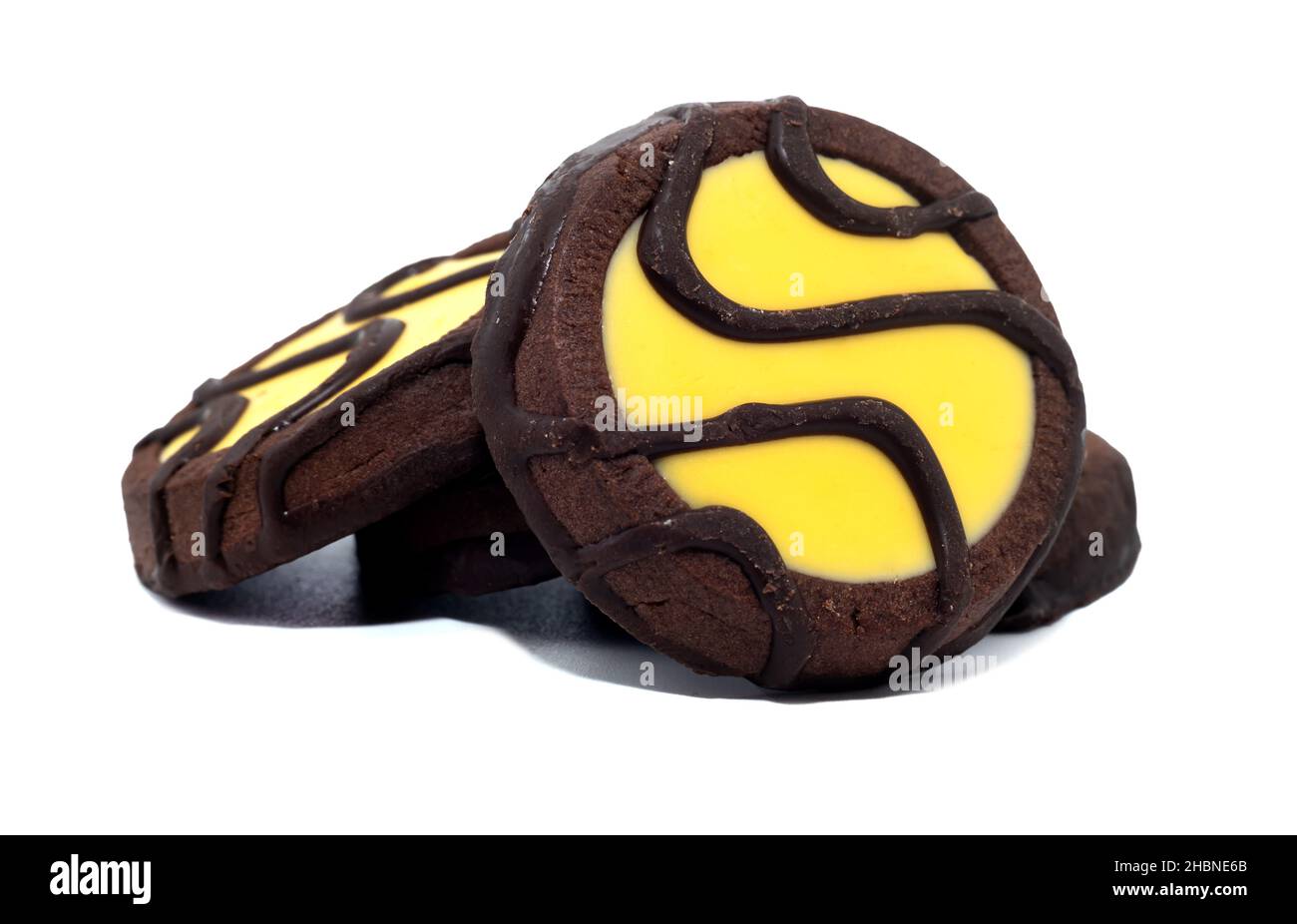 Isolate cookies. A pile of yellow-brown cookies on a white background ...