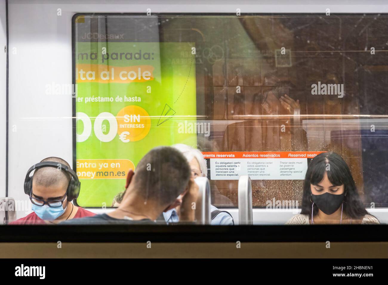 Barcelona, Spain - September 21, 2021: view of the interior of a subway ...