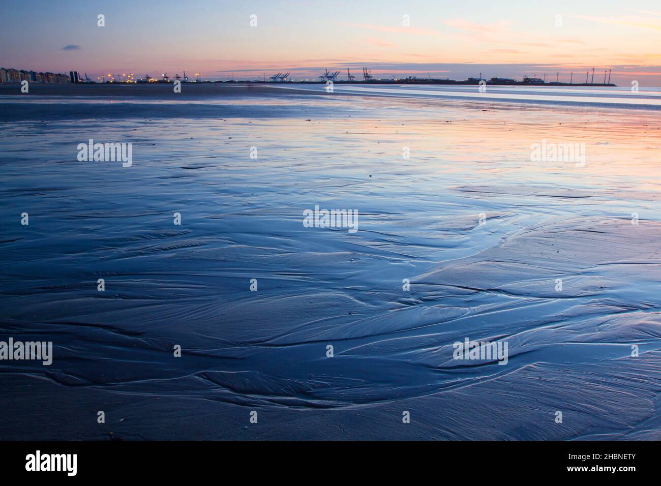 Sunset on a beach in Belgium, Knokke Stock Photo - Alamy