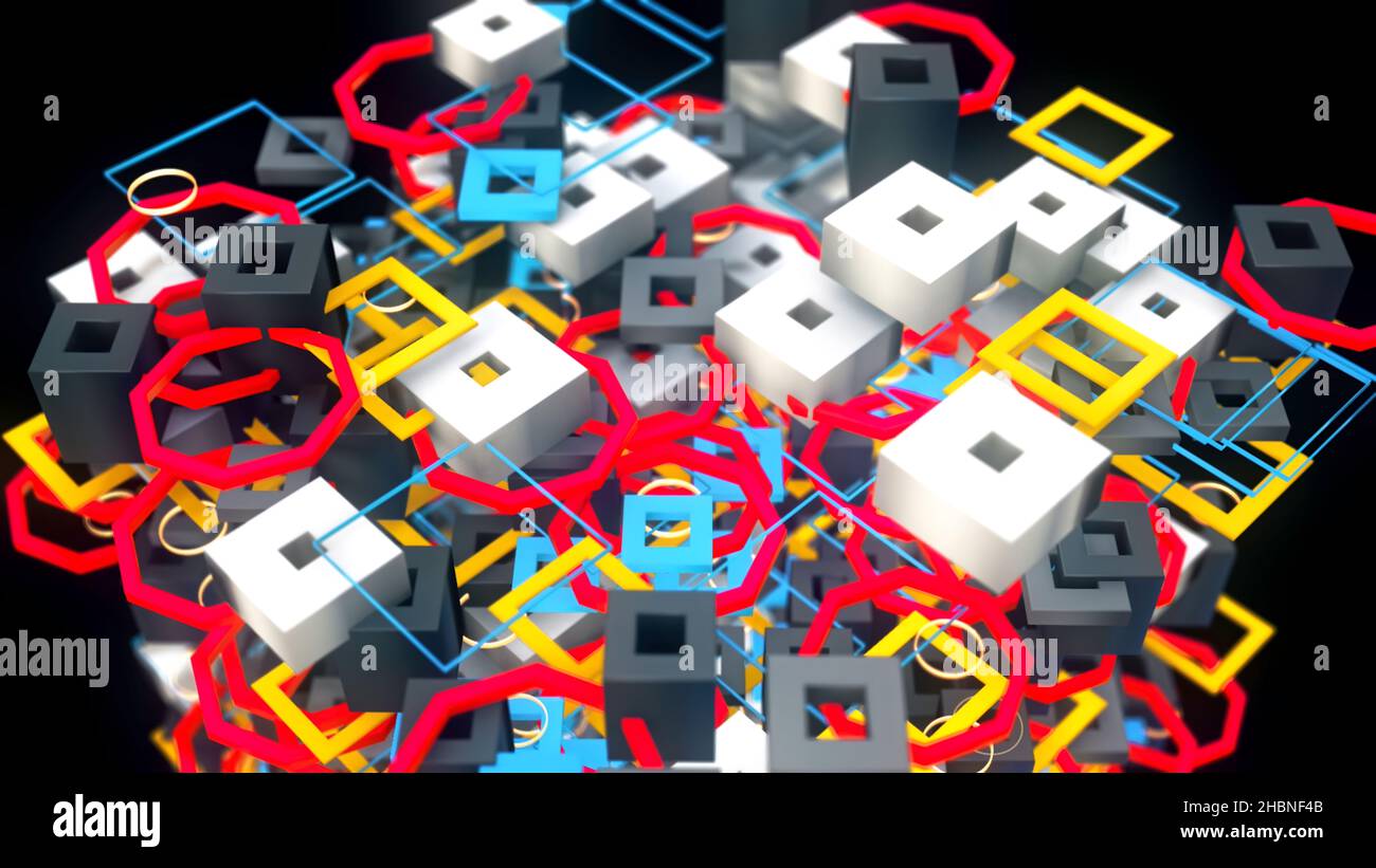 Unusual abstraction of a giant figure made of small different colorful ...