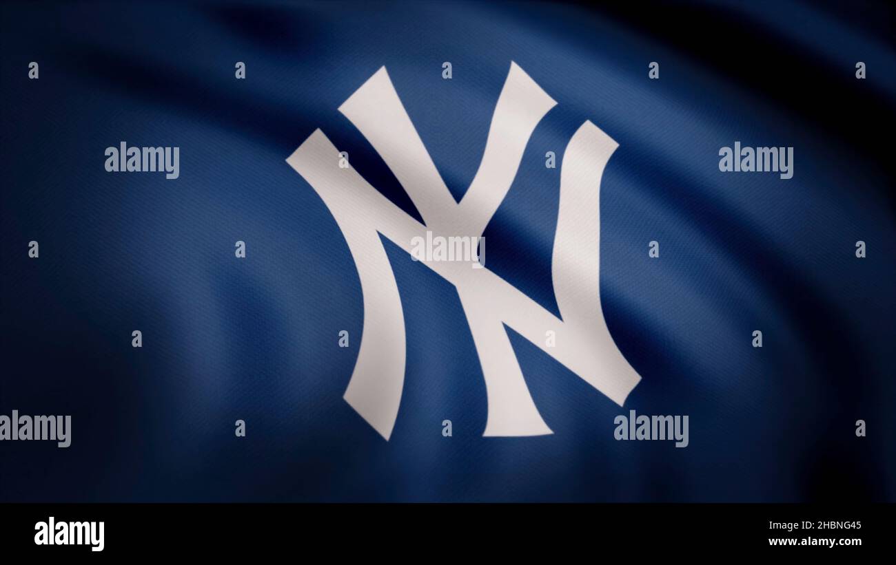 Waving flag with New York Yankees professional team logo. 4K editorial ...