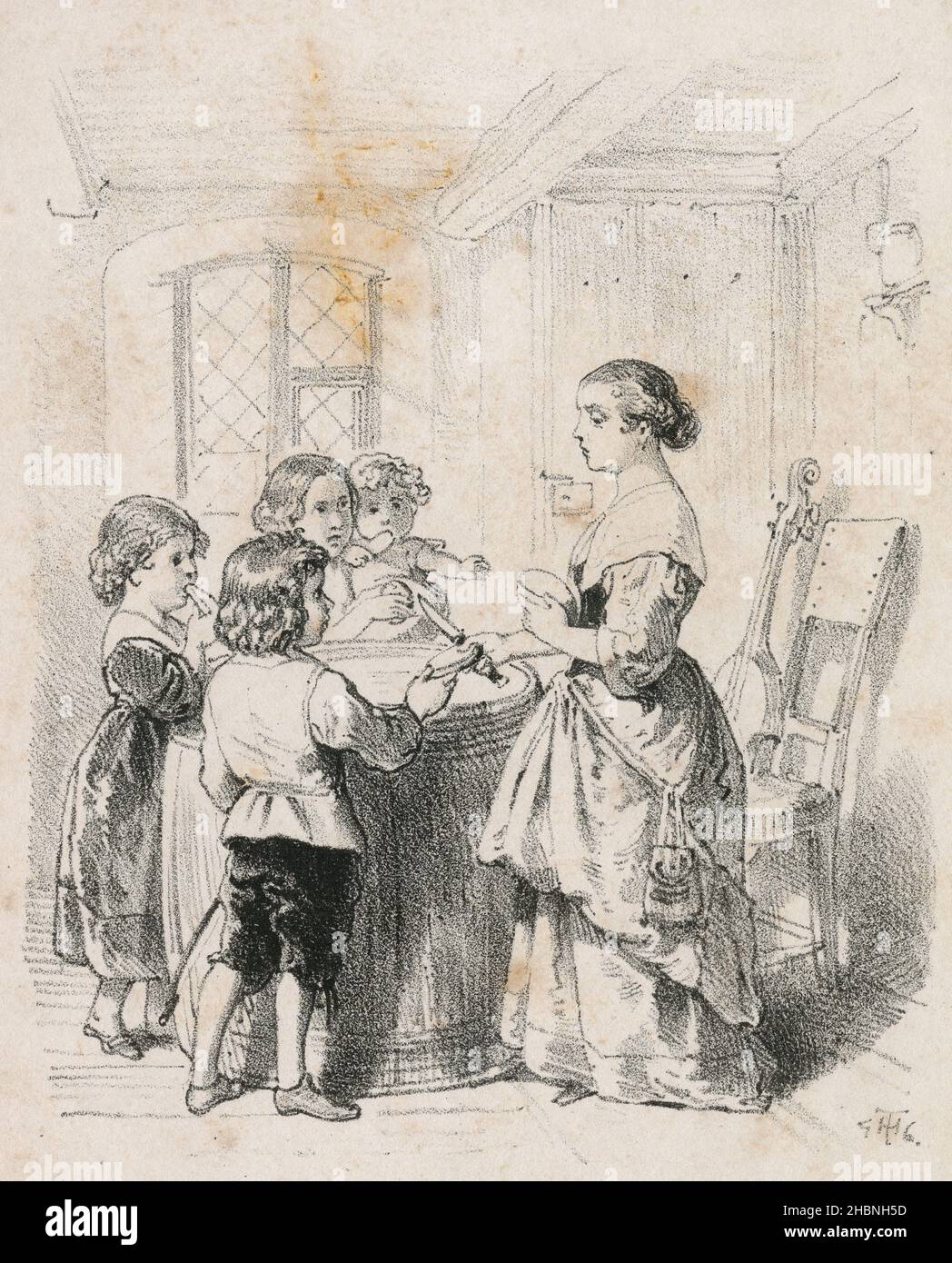 Antique 1845 engraving by Theodor Hosemann (1807-1875) from Georg ...