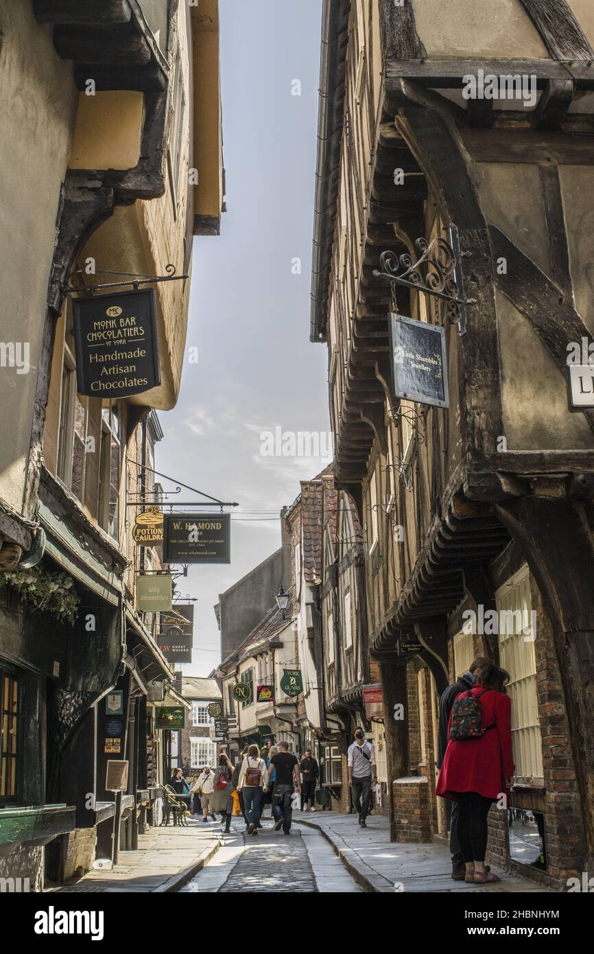 The Shambles street in York, medieval street Stock Photo - Alamy