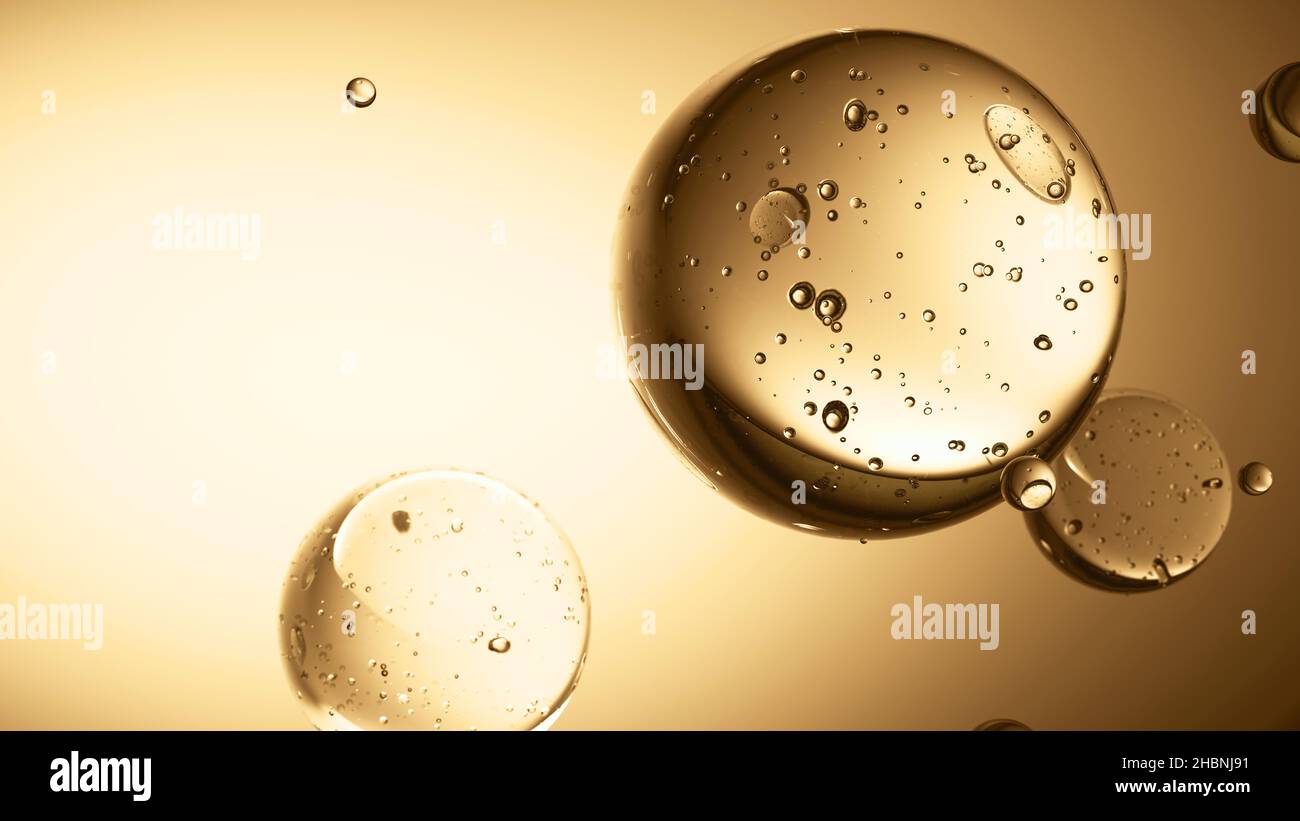 Round bubble droplets flow in yellow blank background. Motion graphic ...