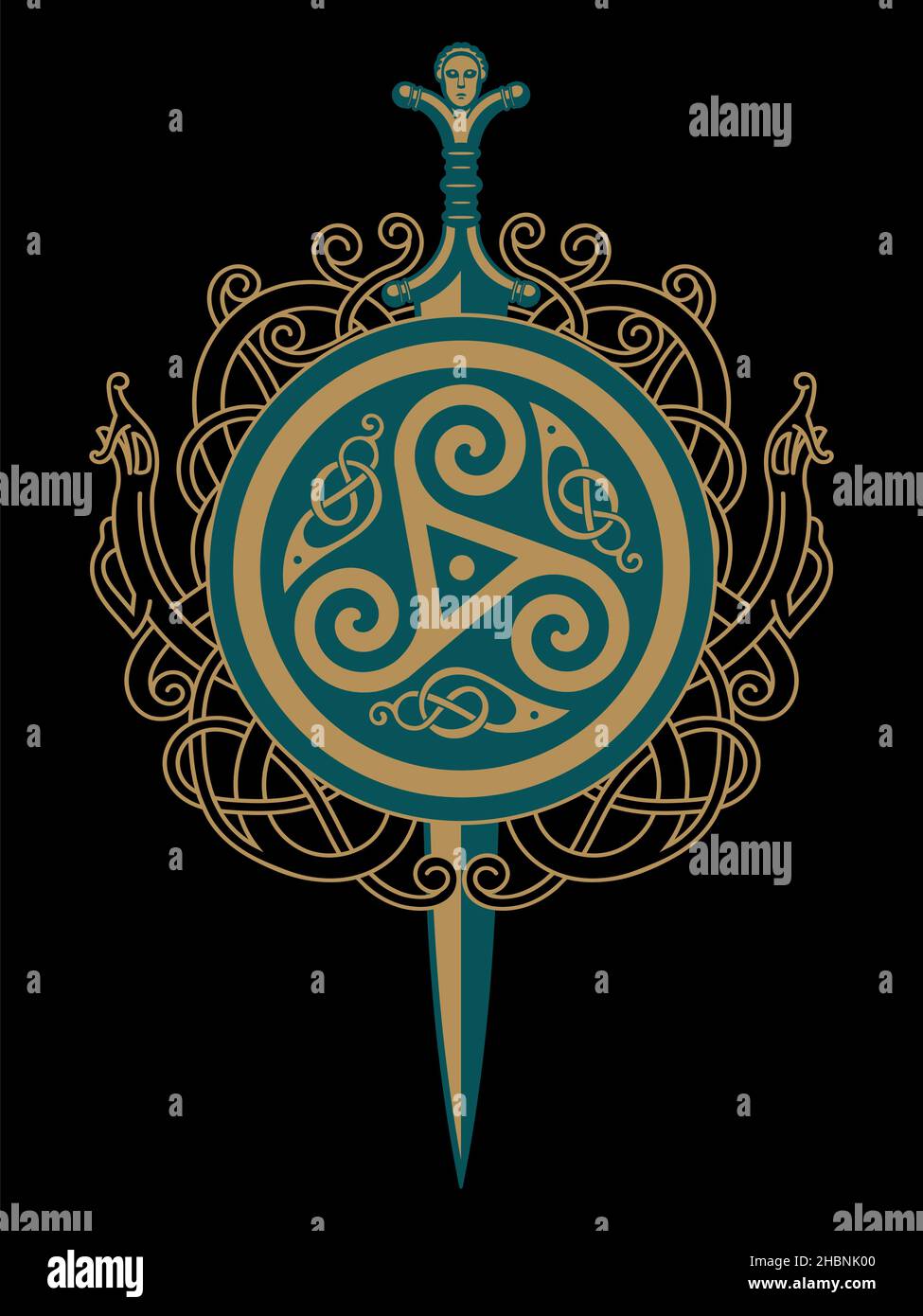 Viking, Celtic design. Celtic sword and Celtic Scandinavian ornaments ...