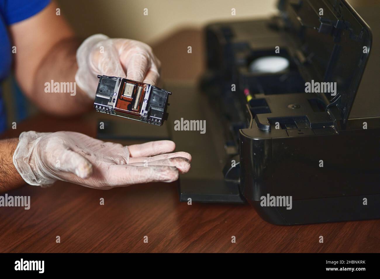 ink stained printhead is removed Stock Photo - Alamy