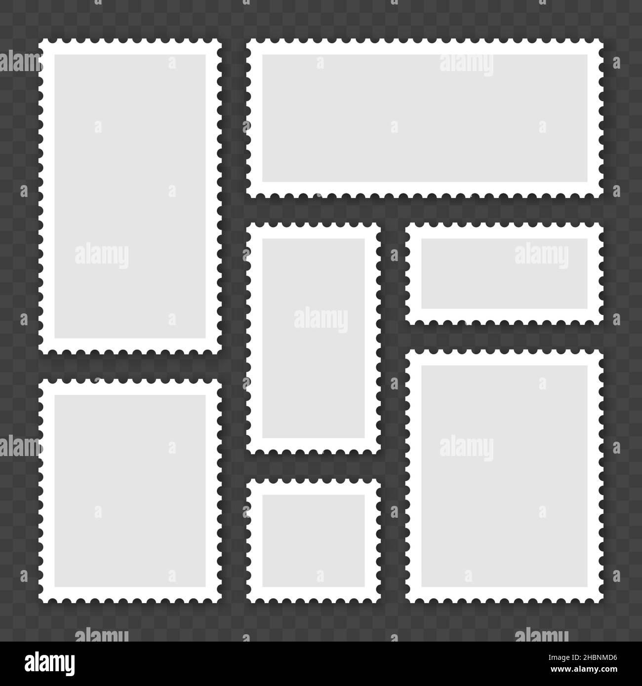 Blank postage stamps collection. Sticky paper stamp with shadow. Vector ...