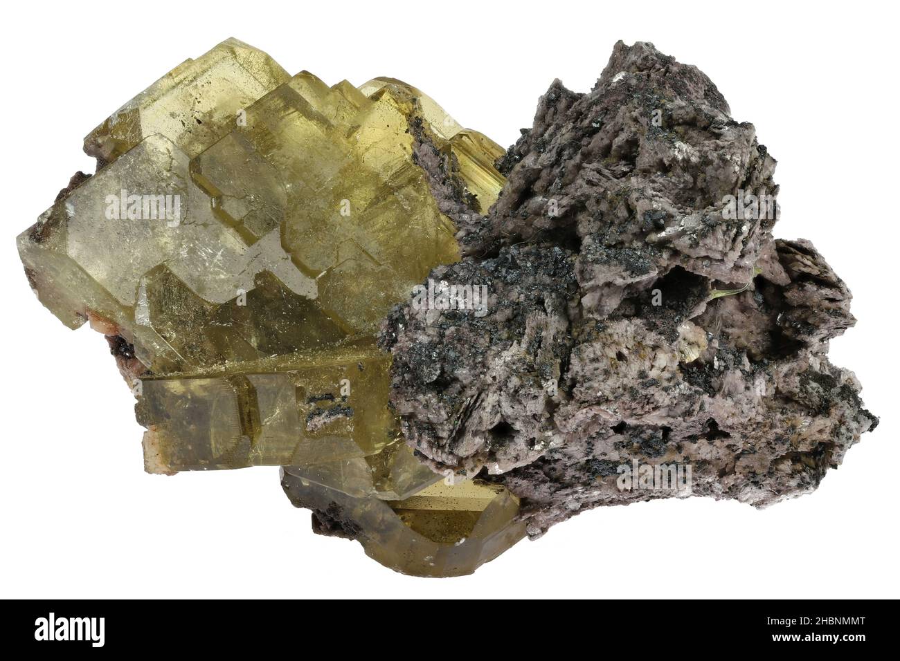 baryte crystal on matrix from Cerro Warihuyn, Peru isolated on white ...