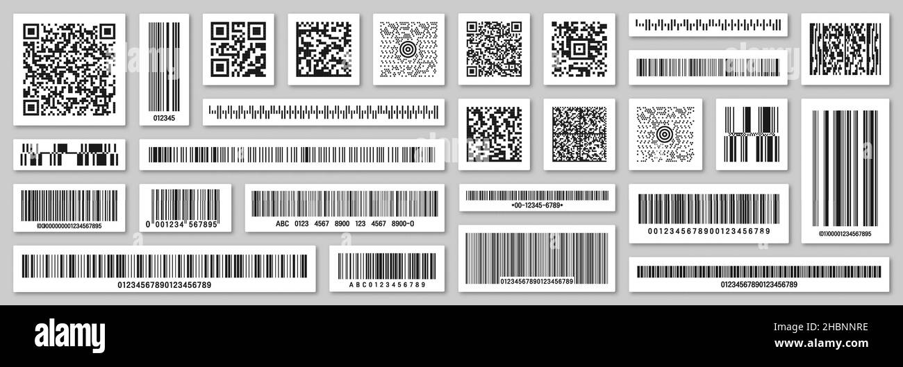 Set Of Product Barcodes And Qr Codes Identification Tracking Code