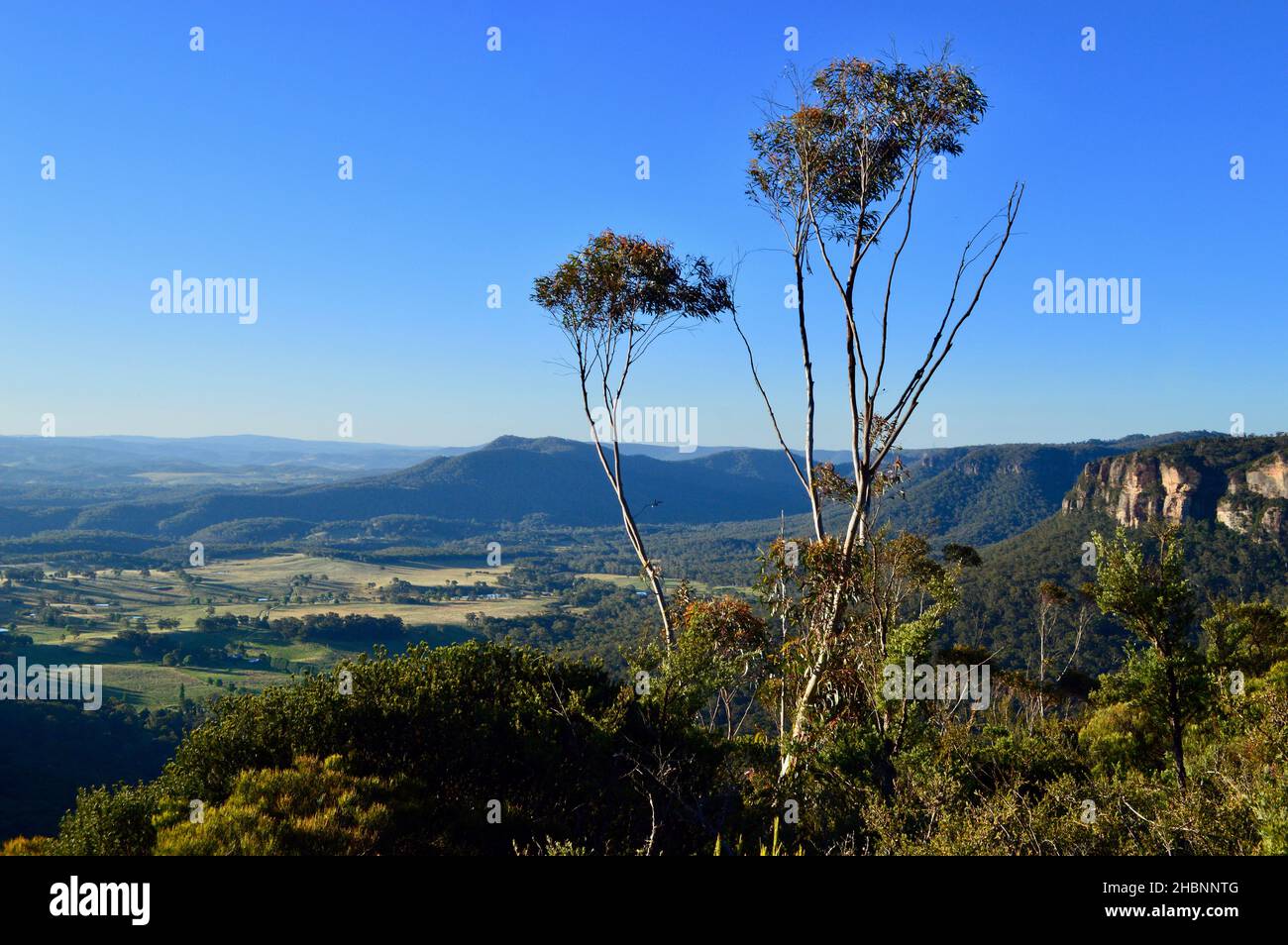 A view into the valley from Shipley Plateau in the Blue Mountains of ...