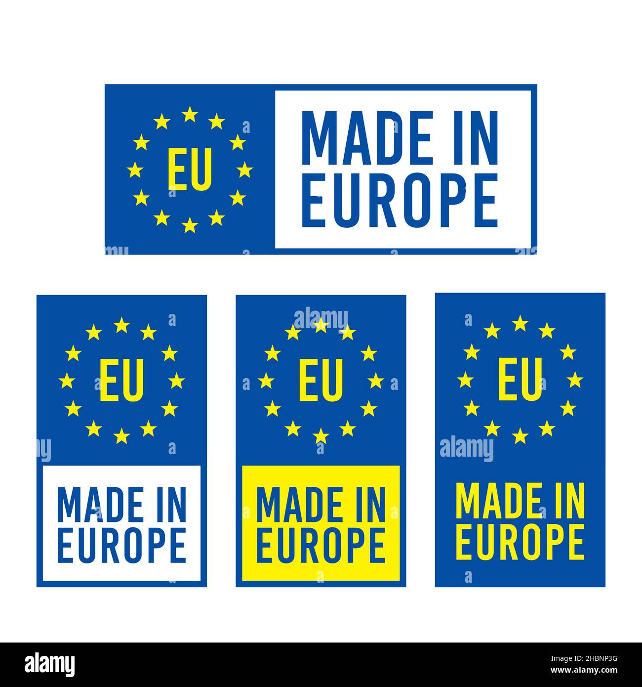 Made in EU badge label in blue and yellow color. quality sign. Stock ...