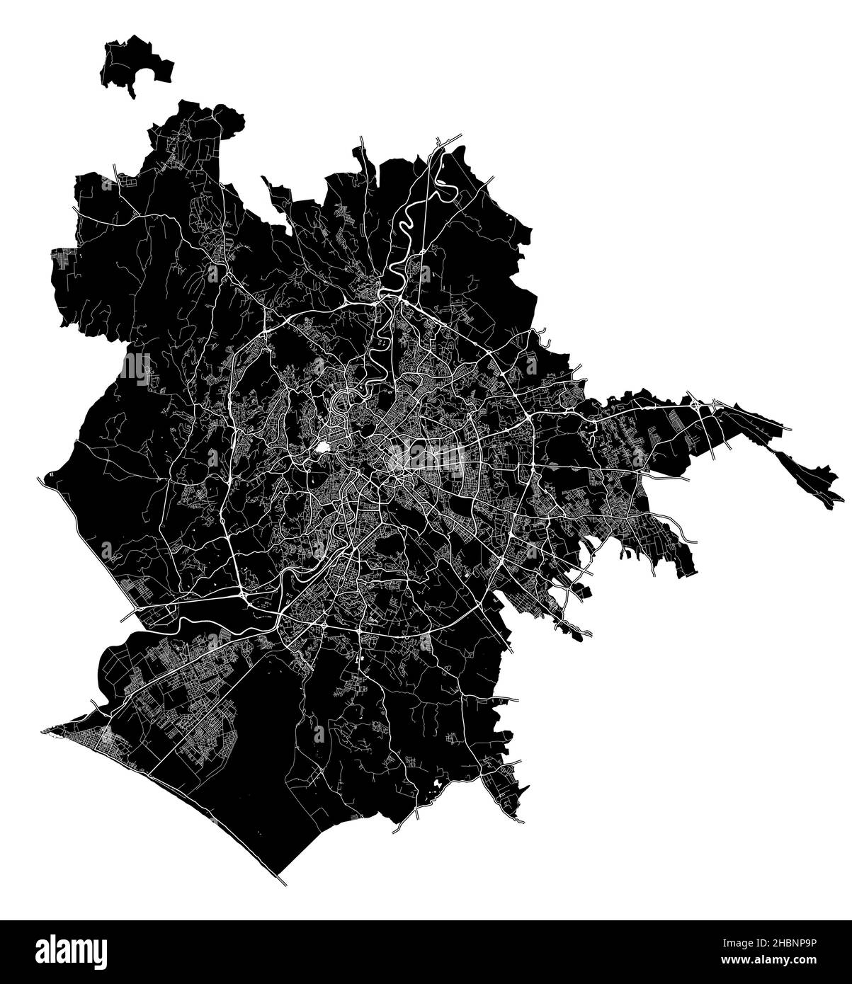 Rome, Italy, high resolution vector map with city boundaries, and ...