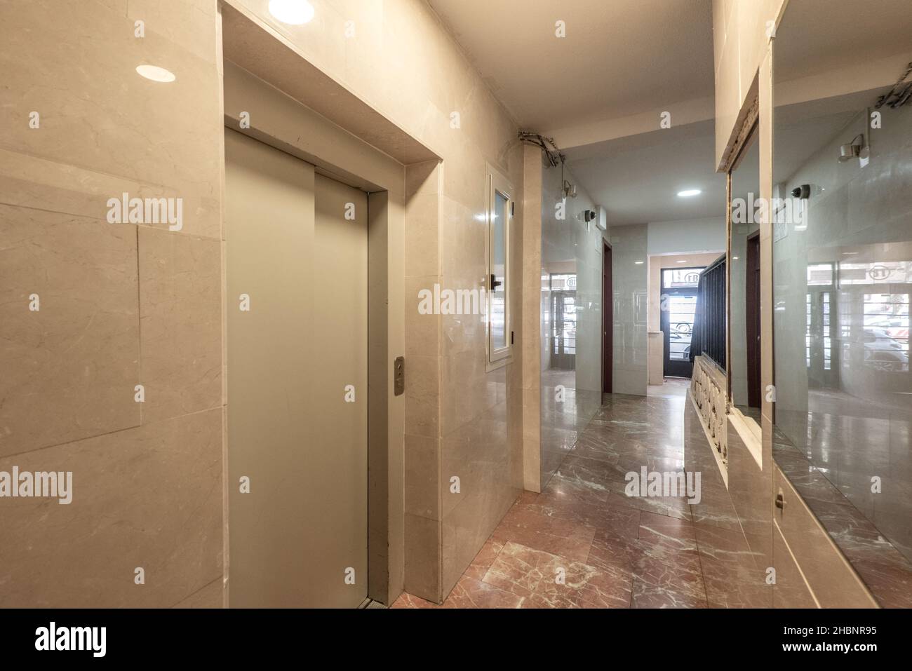 Portal of an urban residential building at the entrance to the elevator ...