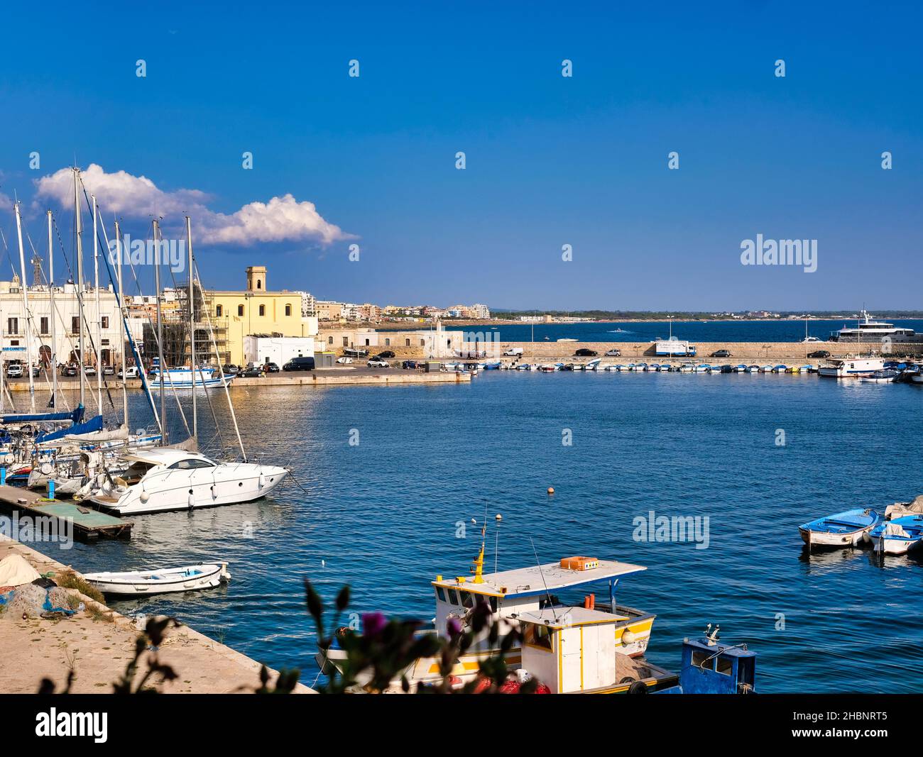 Landscape of beautiful old port of Gallipoli (Fishermen`s boats ...