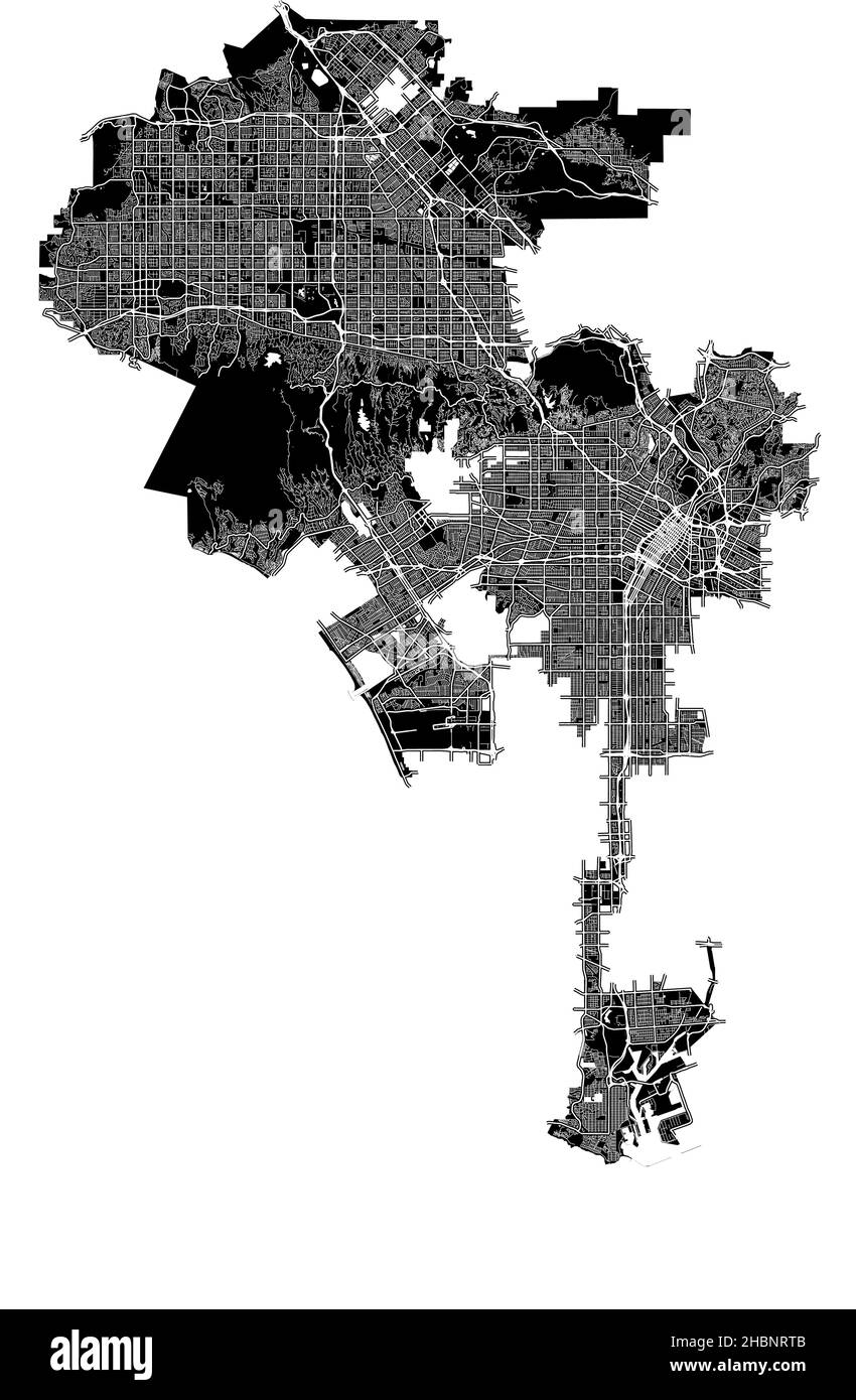 Los Angeles, California, United States, high resolution vector map with ...